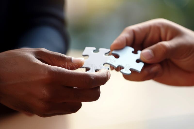 Business People with Jigsaw Puzzle Pieces in the Office Successful ...