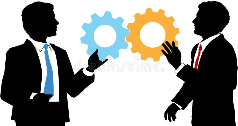 Business People Join Tech Collaboration Solution Stock Vector ...