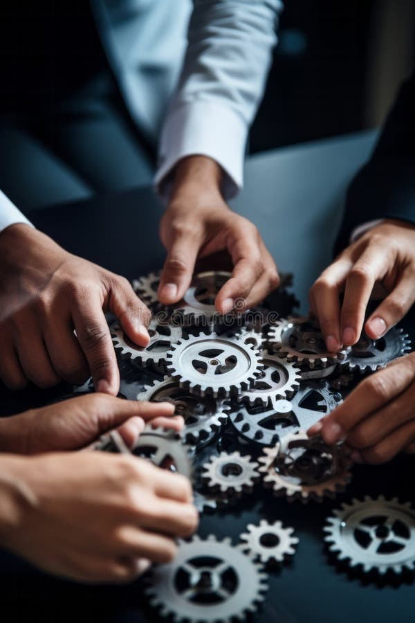 Business People Joining Gears AI Generated Stock Illustration ...