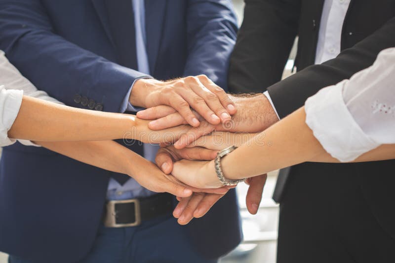 Close Up Business People Connect Joining Hands Together. Stock Image ...