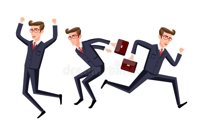 Business People Jumping Celebrating Success Vector Cartoon Illustration ...