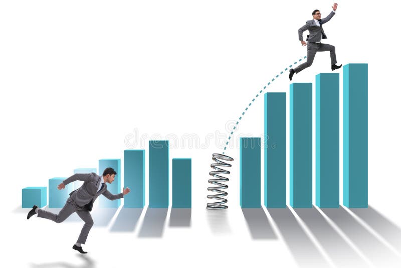 The Business People Jumping Over Bar Charts Stock Illustration ...