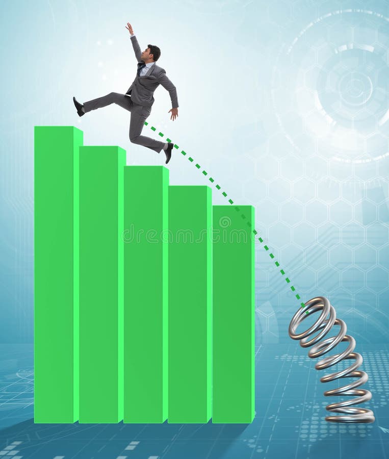 Business People Jumping Over Bar Charts Stock Photo - Image of jump ...