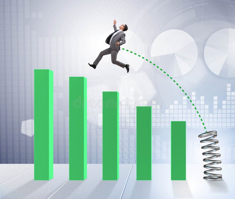Business People Jumping Over Bar Charts Stock Image - Image of ...