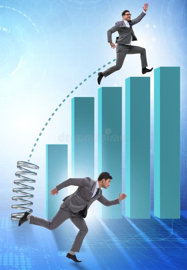 Business People Jumping Over Bar Charts Stock Illustration ...