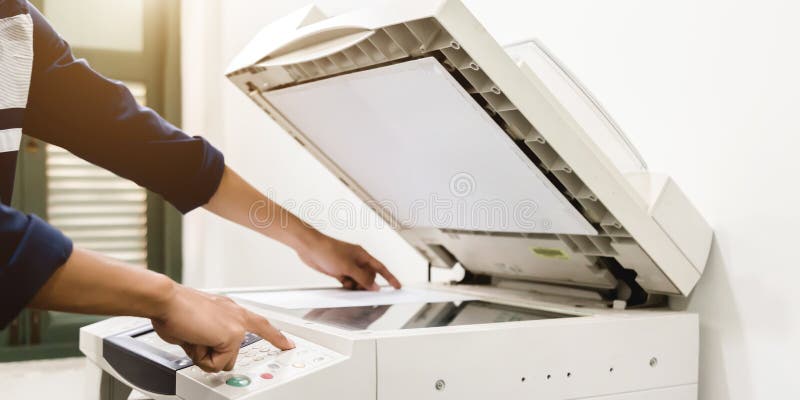 Business People Keypad Hand on the Panel Printer, Printer, Scanner ...