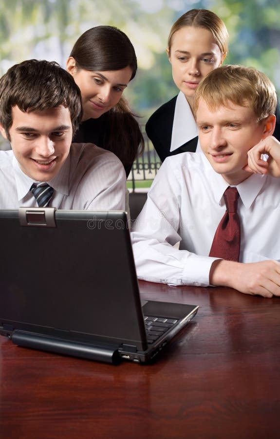 Business people on laptop stock photo. Image of active - 2112108