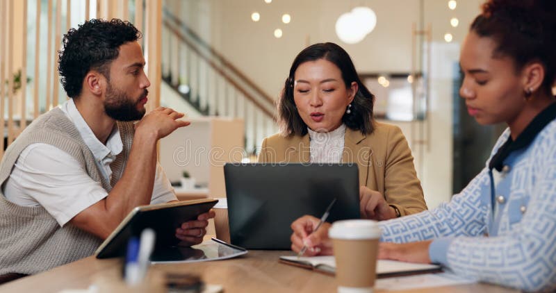 Business People, Laptop and Group with Teamwork, Planning and ...