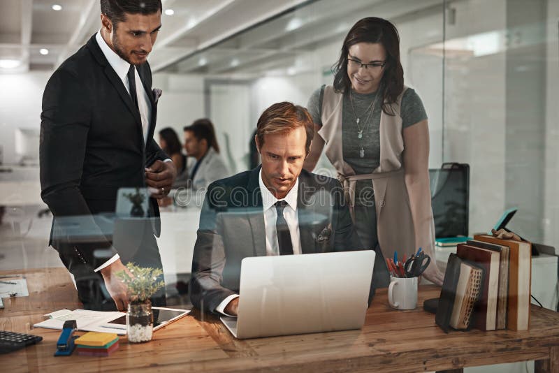 Business People, Laptop and Mentor with Collaboration, Coaching and ...