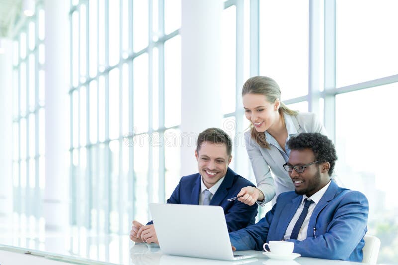 Business People with Laptop Stock Image - Image of collar, group: 68485733
