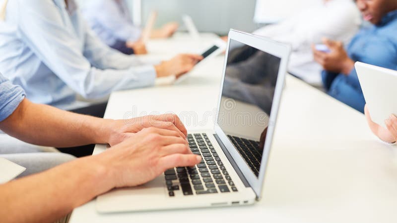 Business People with Laptop in a Training Course Stock Photo - Image of ...