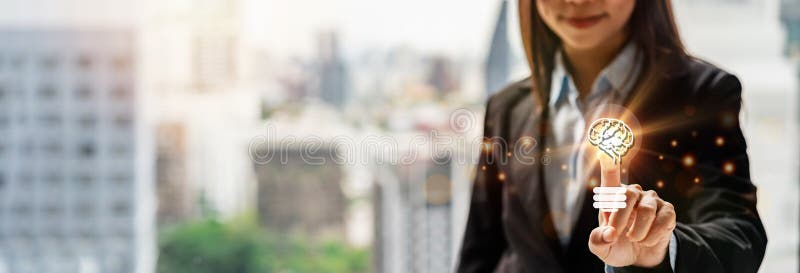 Business People with Light Bulb for Success Business with New Ideas and ...