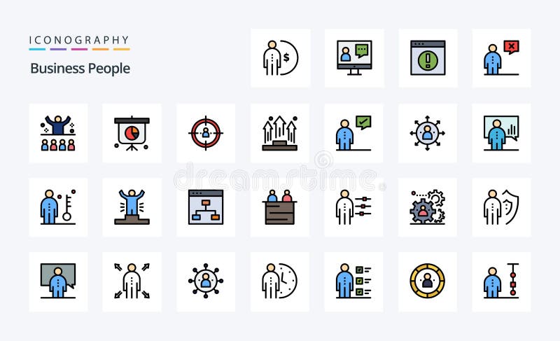 25 Business People Line Filled Style Icon Pack. Vector Iconography ...