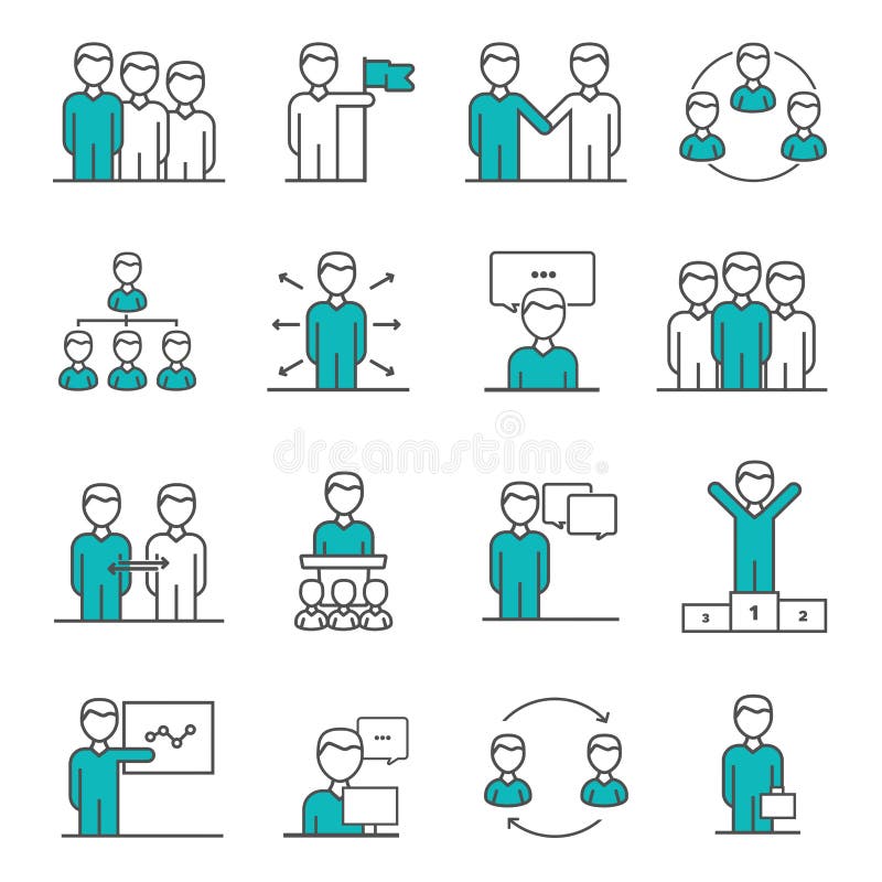 Business People Icons in Thin Line Style and Flat Design Stock ...