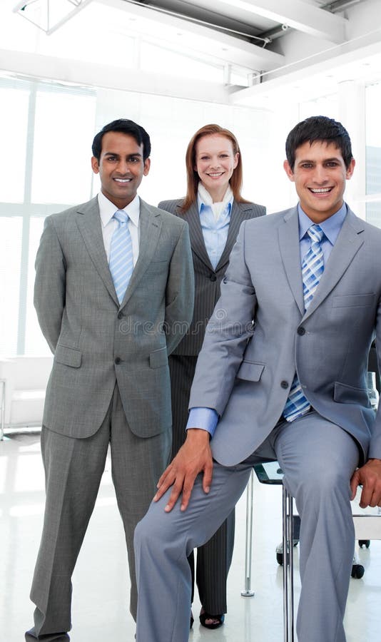 Business People in a Line Smiling at the Camera Stock Image - Image of ...