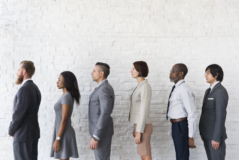 Business People Line Up Waiting Standing Concept Stock Image - Image of ...