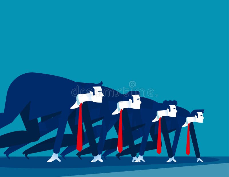 Business People Lined Up Getting Ready for Race. Concept Business ...