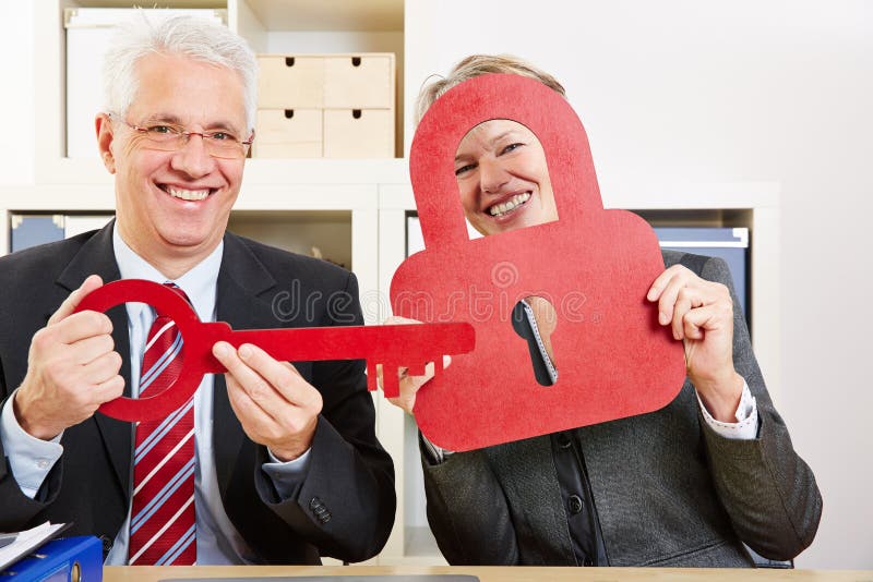 Business People with Lock and Key Stock Image - Image of connection ...