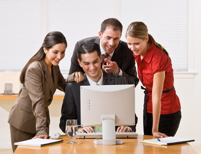 Business People Looking at Computer Stock Photo - Image of laughter ...