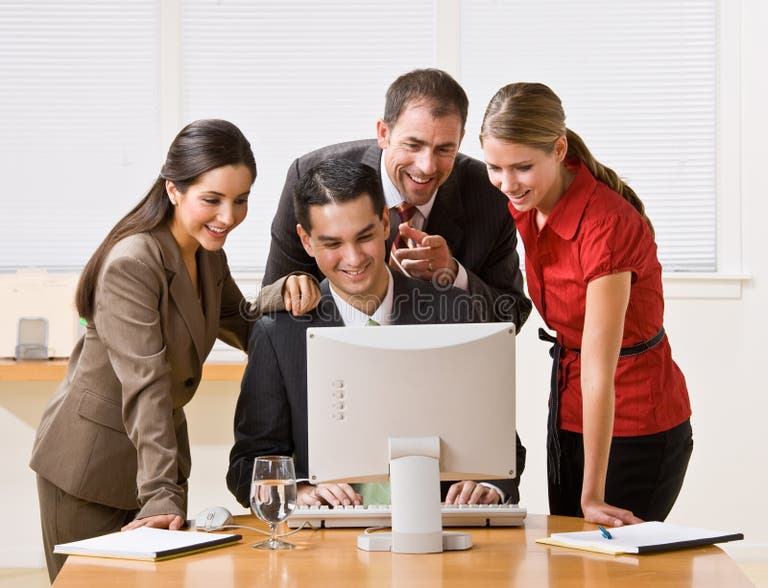 Business People Looking at Computer Stock Photo - Image of laughter ...
