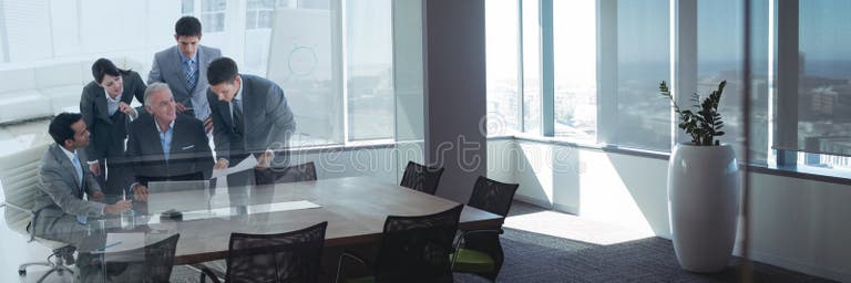 Business People Looking at a Computer Stock Image - Image of five ...