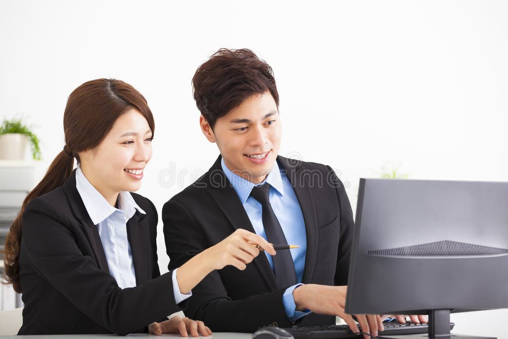 Business People Looking the Computer Stock Photo - Image of explaining ...