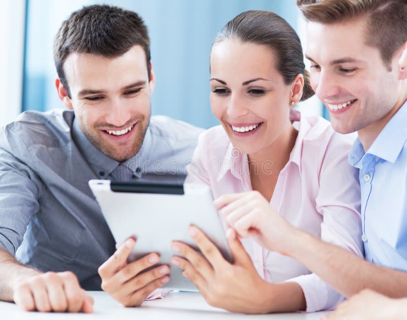 Business People Looking at Digital Tablet Stock Image - Image of group ...