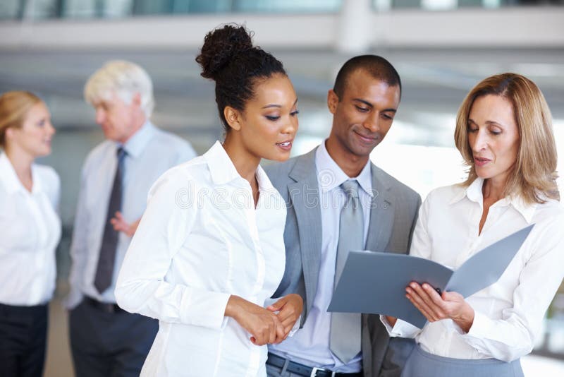 Business People Looking at Documents. Portrait of Multi Ethnic Business ...