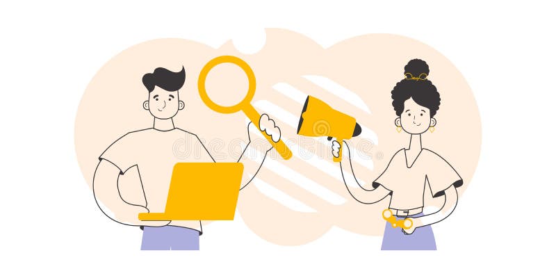 Business People are Looking for Staff. Linear Style. Vector ...