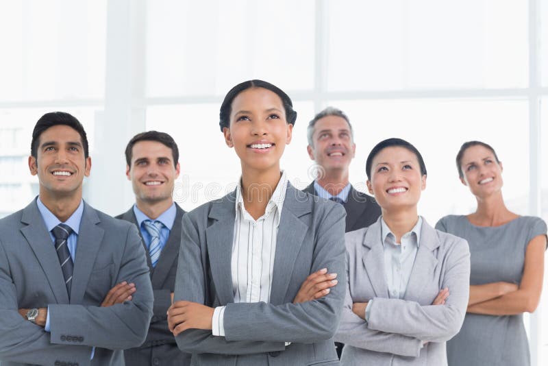 Business People Looking Up in Office Stock Image - Image of group ...
