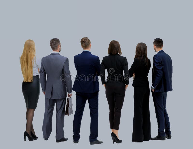 Successful Business Team Looking Upwards Standing Back Side Stock Image ...