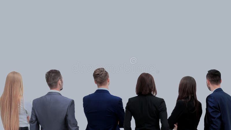 Successful Business Team Looking Upwards Standing Back Side Stock Image ...