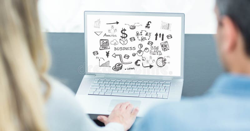 Business People Looking at Various Graphics on Laptop Stock Photo ...