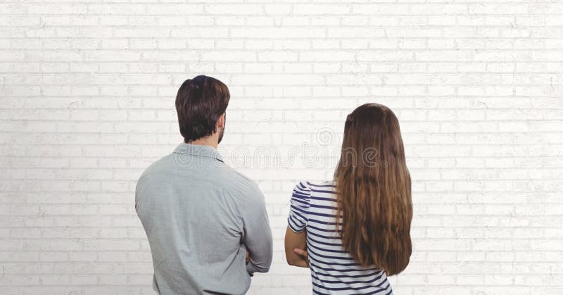 Business People Looking at White Wall Stock Image - Image of digital ...