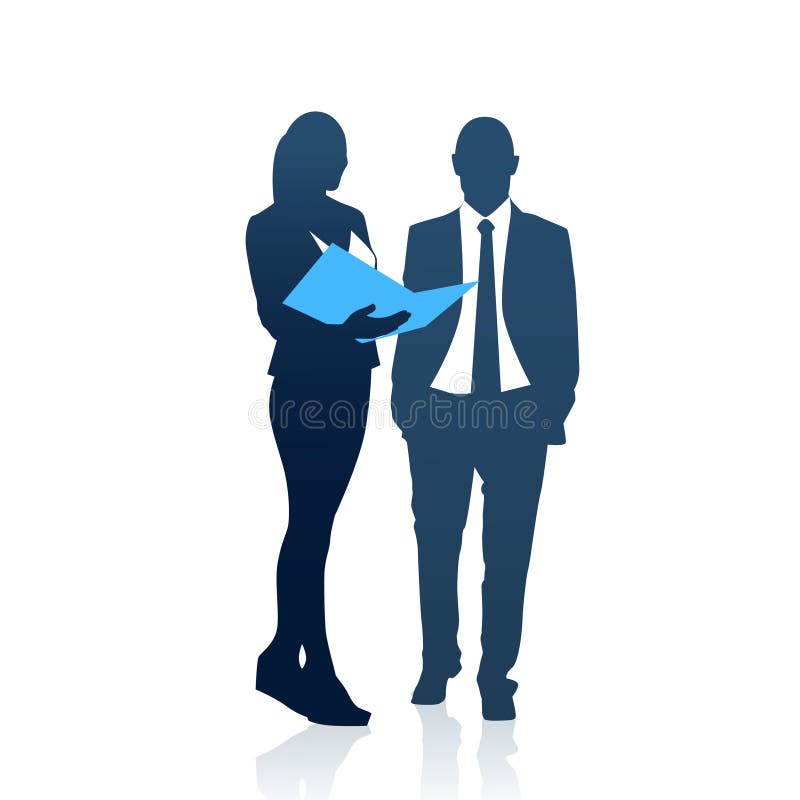 Silhouette Businesspeople Group Business Man And Woman Sketch Abstract