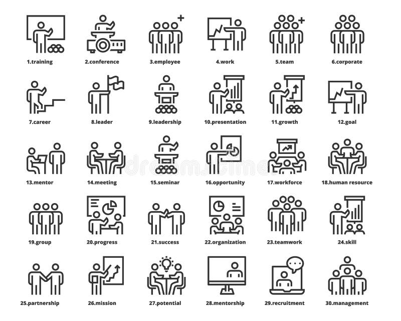 Business Training Icons , Symbol Perfect Design Simple Set for Using in ...