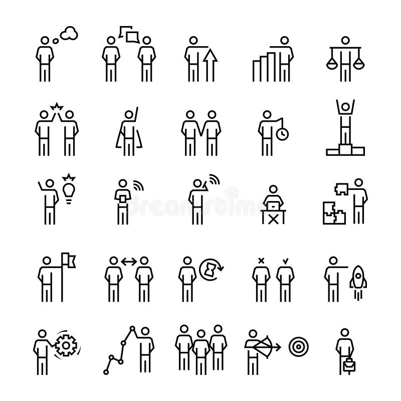Business People, Management,strategy Icon Set in Line Style Stock ...