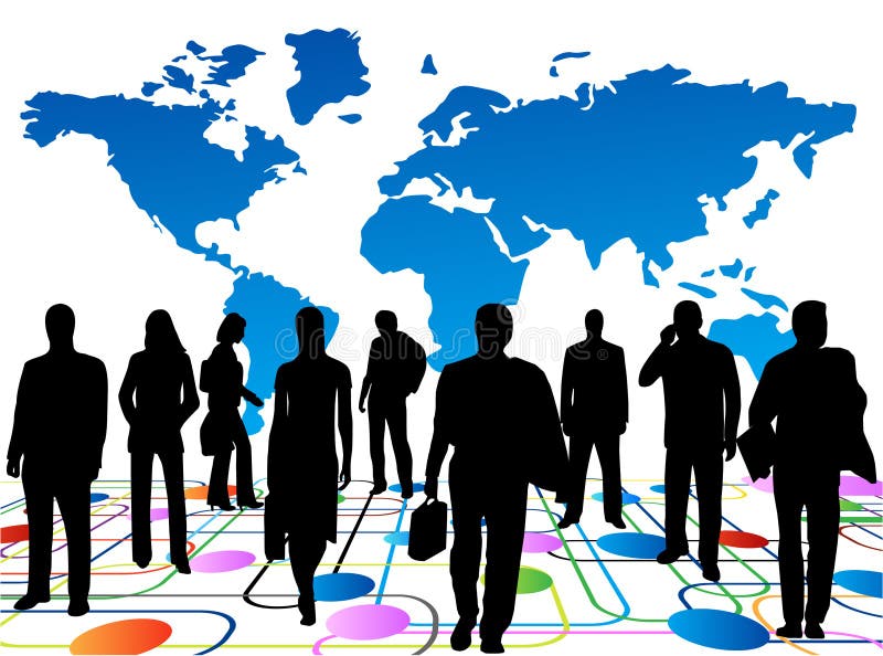 Business people and map stock vector. Illustration of male - 6063229