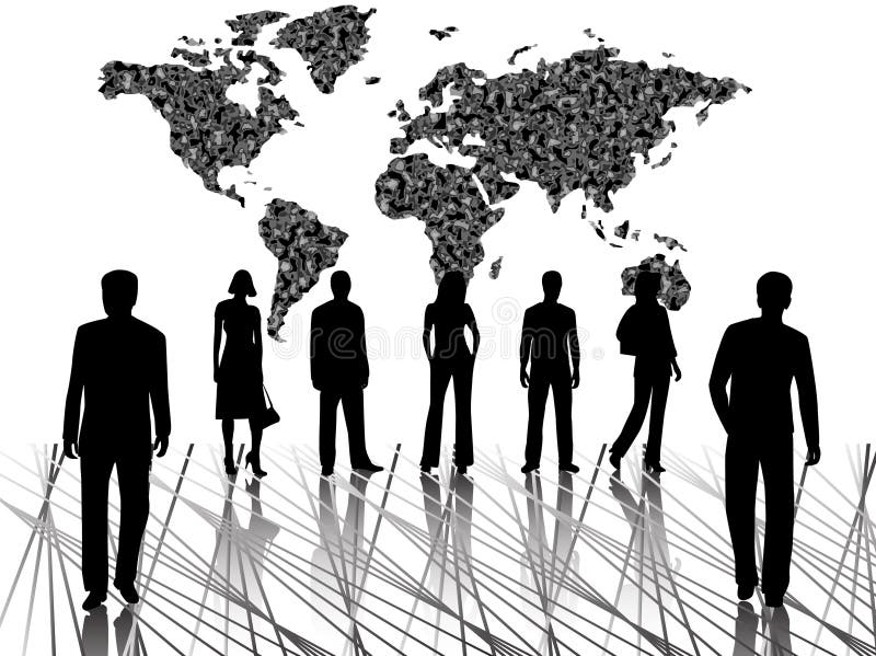 Business people and map stock vector. Illustration of isolated - 6272238