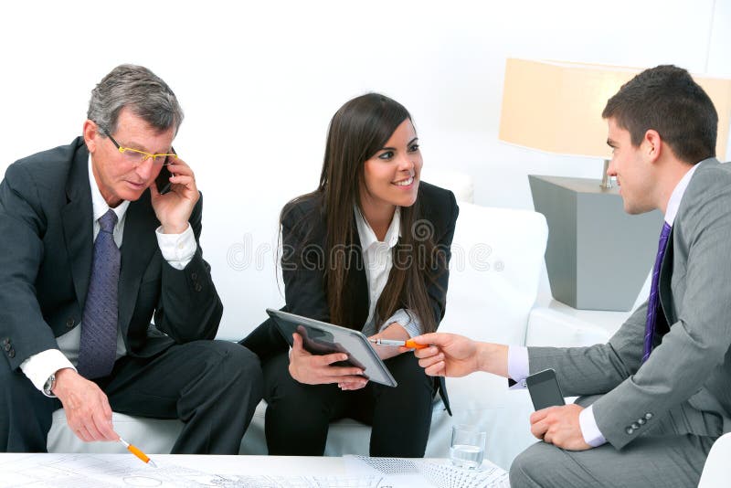 Group of Business People, Negotiate at the Desk Stock Photo - Image of ...