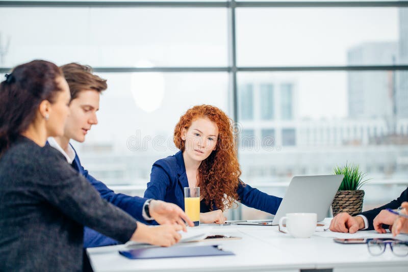 Business People Meeting Communication Discussion Working Office Stock ...