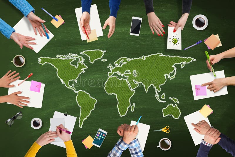 Business People Analysis World Map on Table Stock Photo - Image of ...