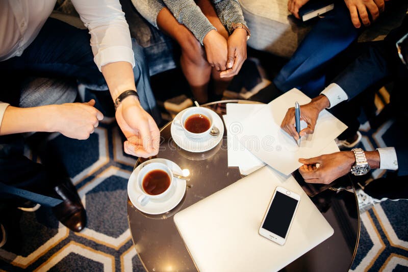 Business People Meeting in Office Top View Stock Image - Image of black ...