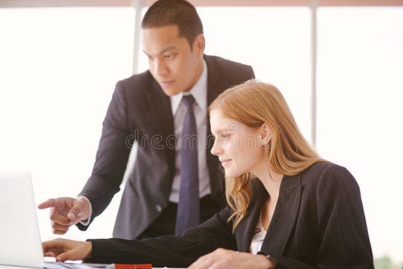 Business People Meeting Working in Modern Office. Stock Image - Image ...