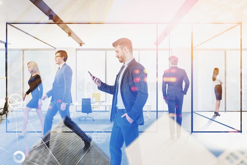 Business People in Office, Big Data Interface Stock Image - Image of ...