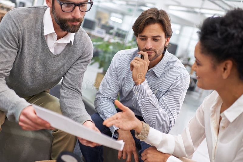 Business People, Paperwork and Thinking in Meeting, Decision or ...