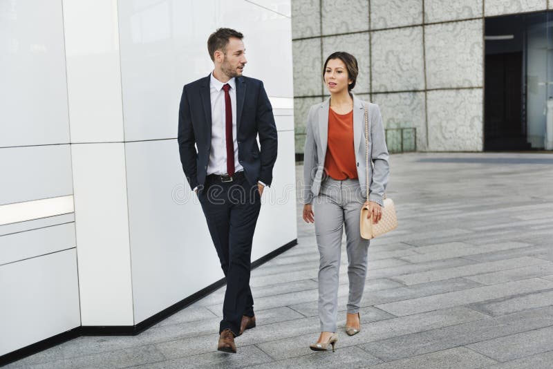 Business People Partner Walking Talking Concept Stock Image - Image of ...