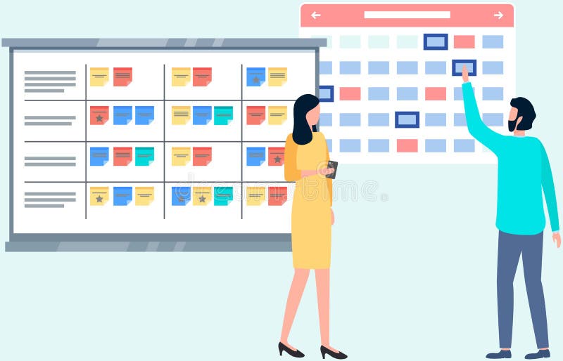 Business People Planning Schedule, Reminder. Employees Work To Create ...