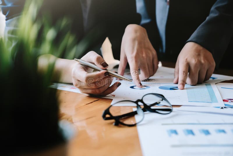 Business People Planning Strategy Analysis from Financial Document ...