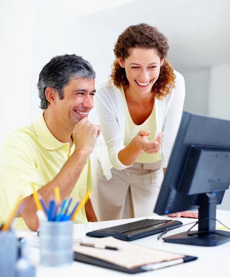 Business People, Planning and Talking at Computer with Collaboration ...